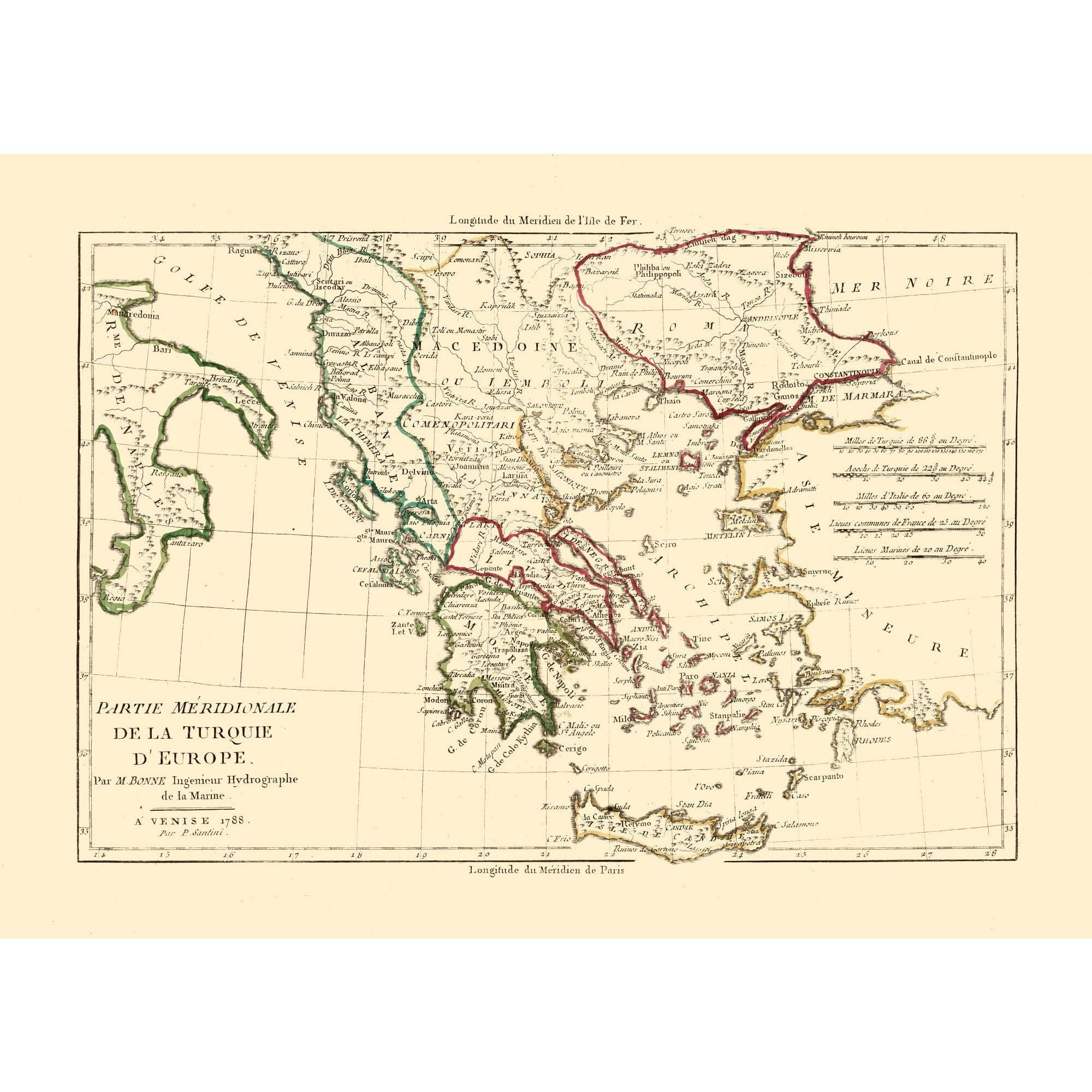 Historic Map - Turkey Europe - Santini 1794 - 32.02 x 23 - Vintage Wall ...