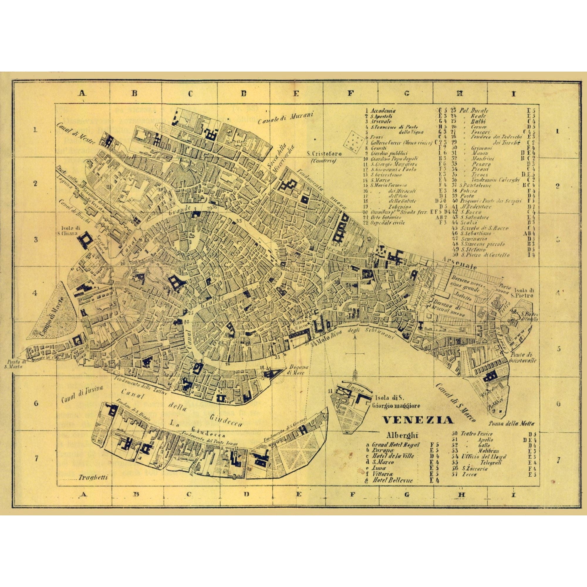 Historic Map - Venezia Italy - Castro 1870 - 30.42 x 23 - Vintage Wall ...