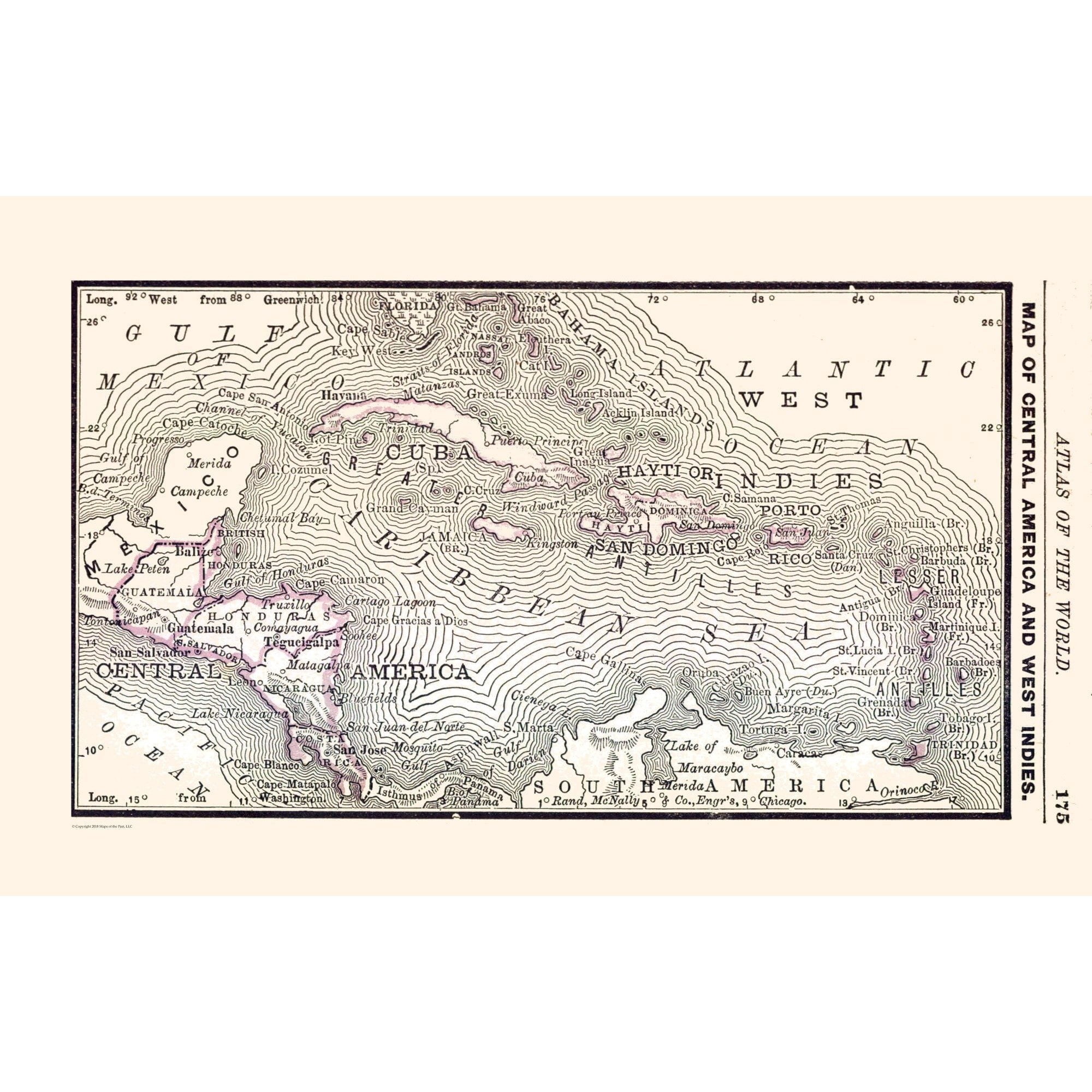 Historic Map - West Indies Central America - Alden 1886 - Vintage Wall ...