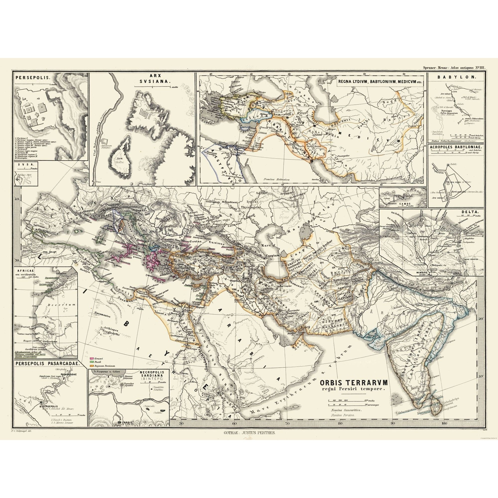Historic Map - World Persian Time - Spruner 1865 - 29.99 x 23 - Vintage ...