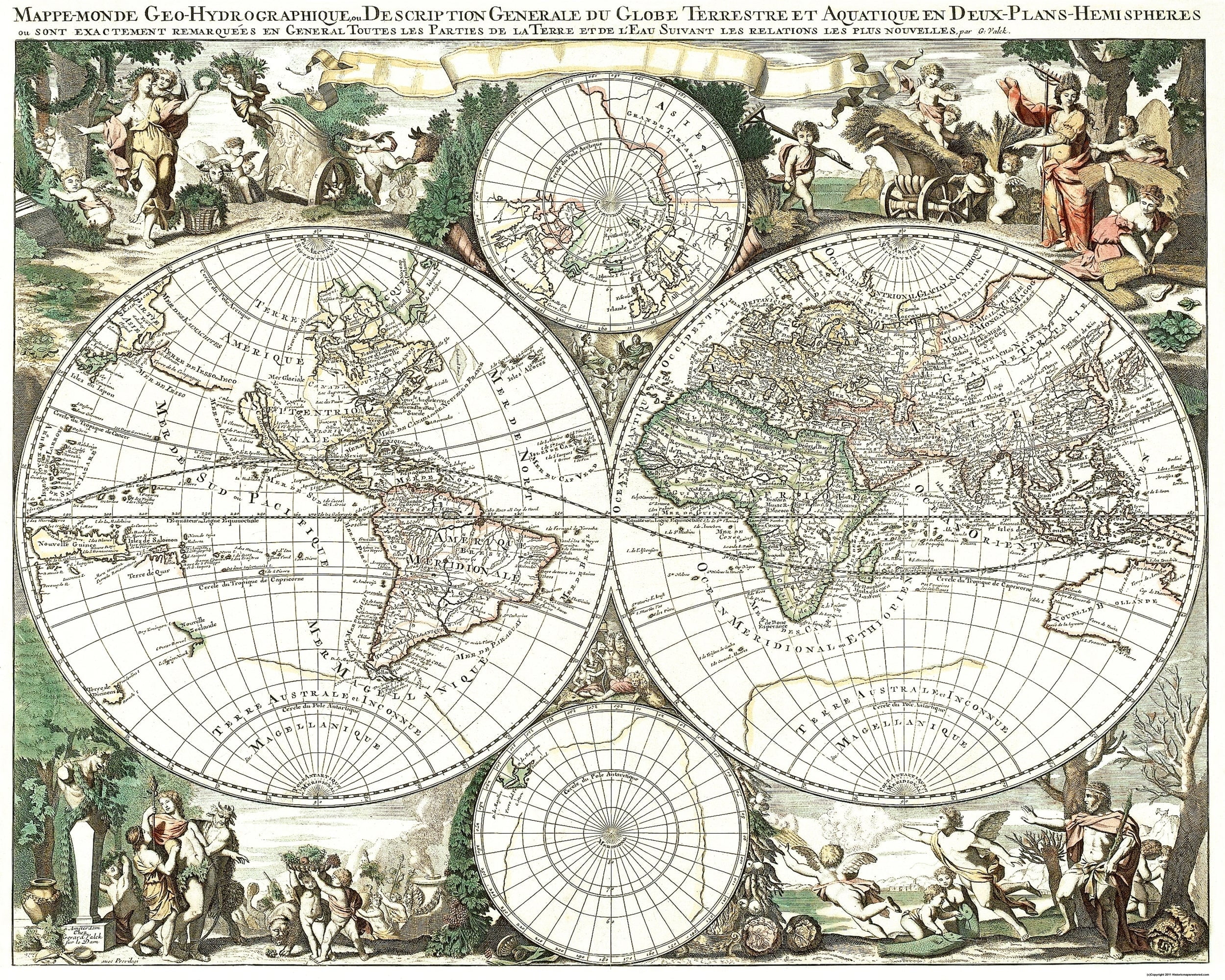 Historic Map - World - Valck 1695 - 28.75 x 23 - Vintage Wall Art ...