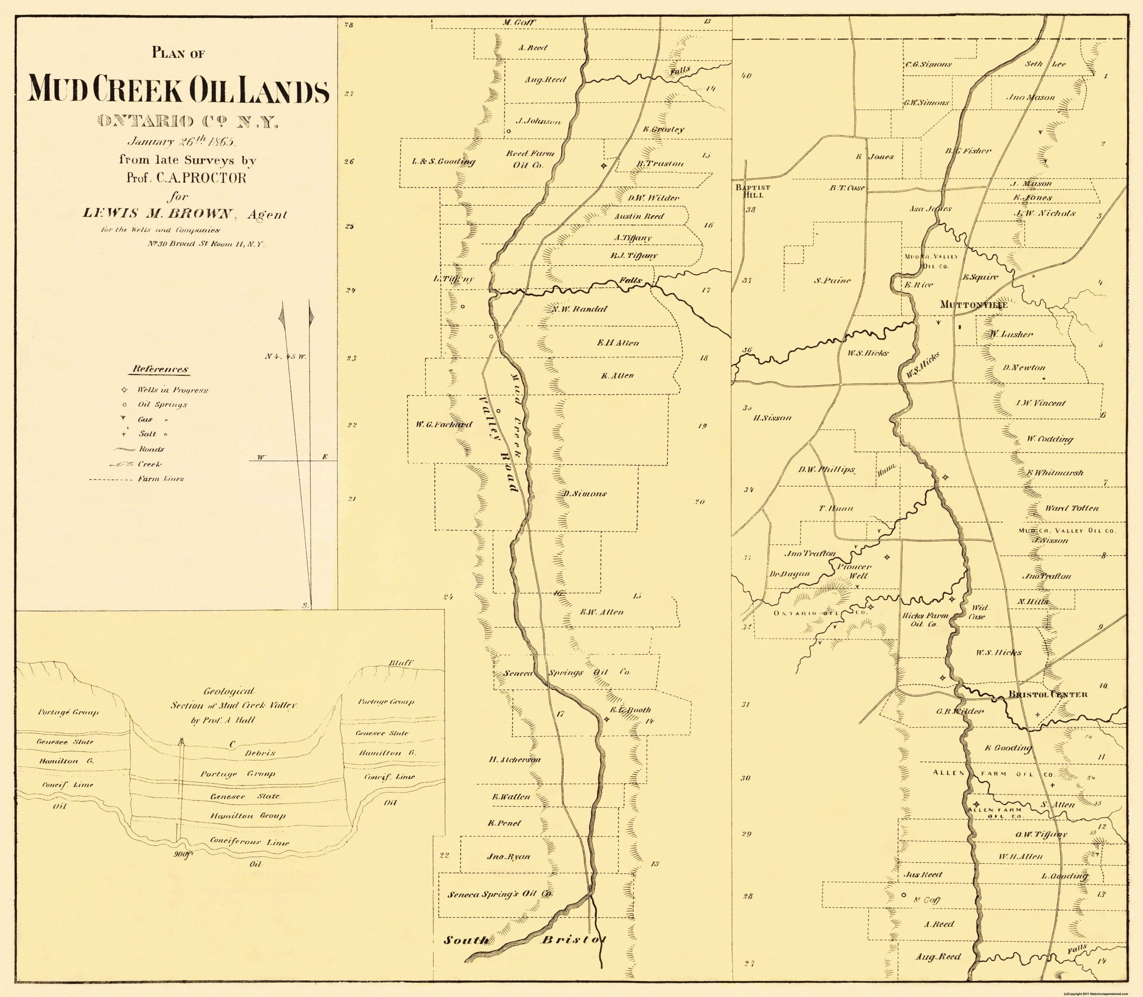 Historic Mine Map - Mud Creek Oil Lands Ontario County New York ...