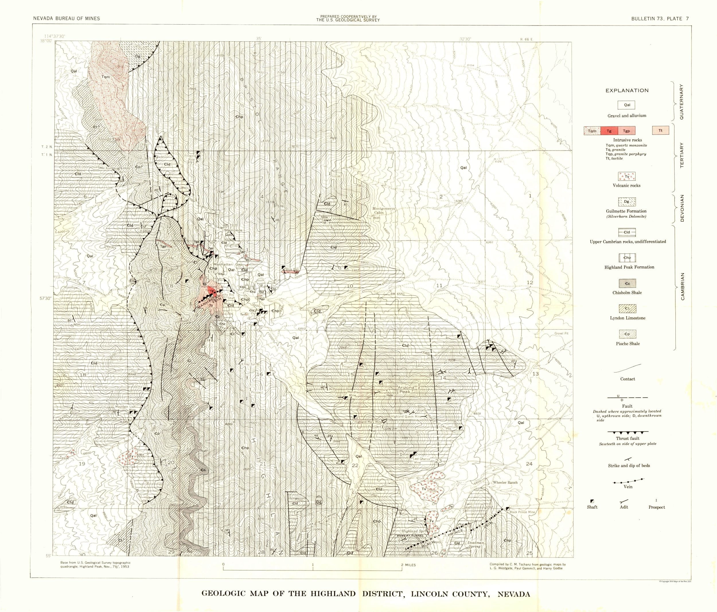 Historic Mine Map - Nevada Highland District Lincoln County Mines ...