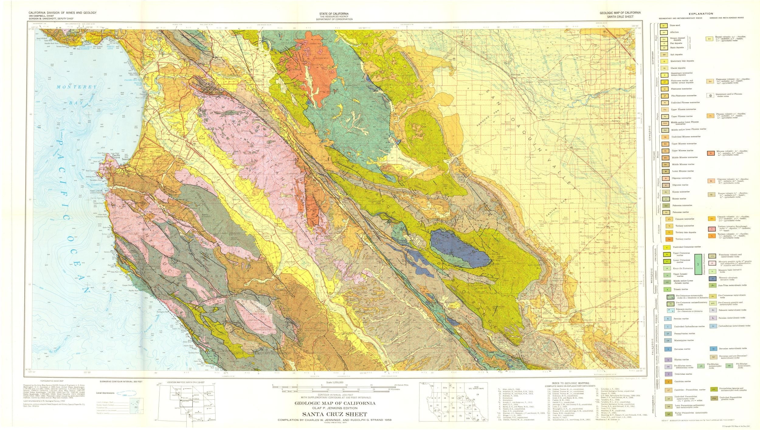 Historic Mine Map - Santa Cruz California Mines Sheet - Jennings 1955 ...