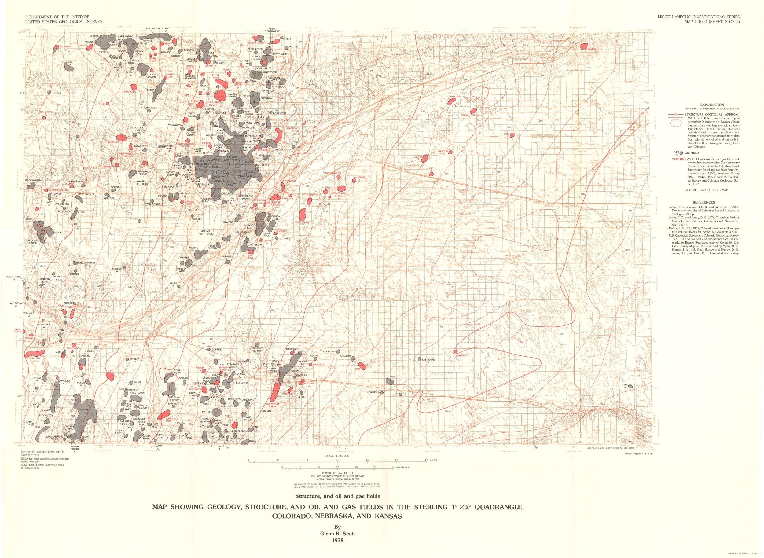 Historic Mine Map - Sterling Quad of Structure Oil Gas Fields - Scott ...