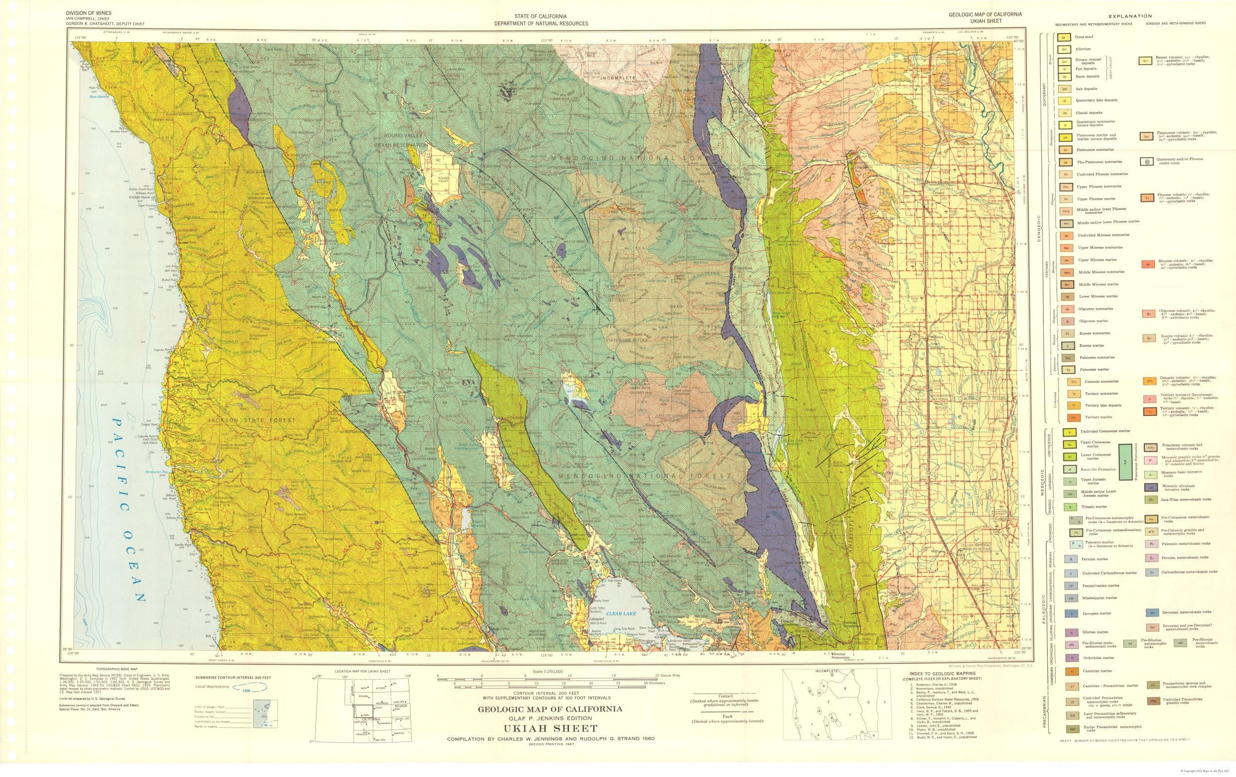 Historic Mine Map - Ukiah California Mines Sheet - Jennings 1957 - 36. ...