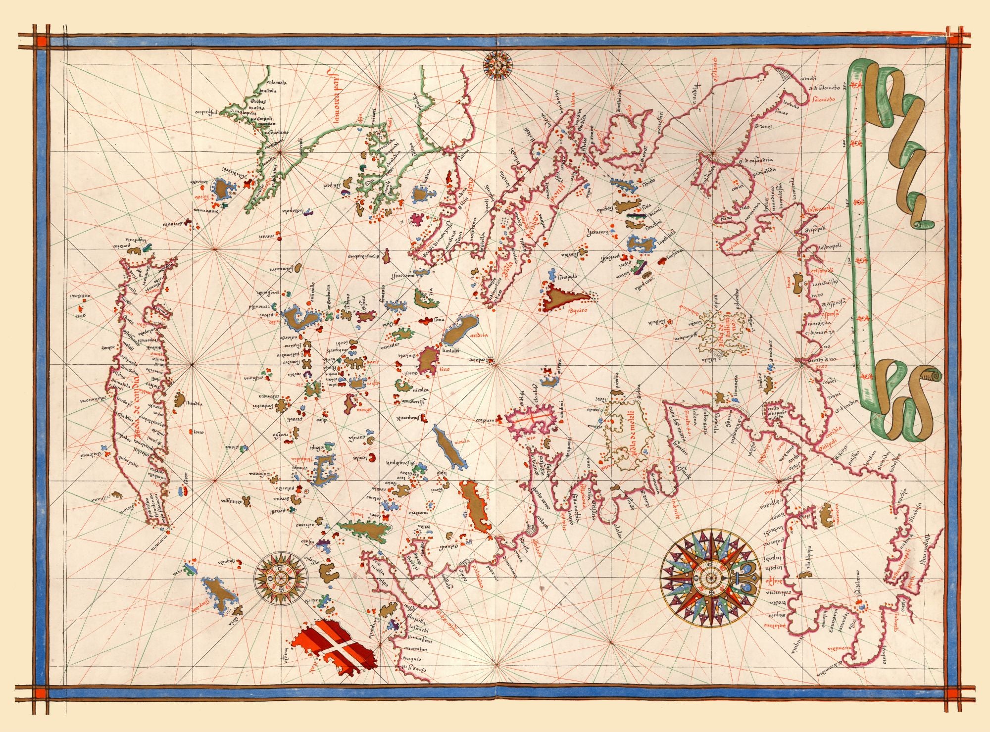 Historic Nautical Map - Mediterranean Sea Ports - Martines 1587 - 31.09 ...