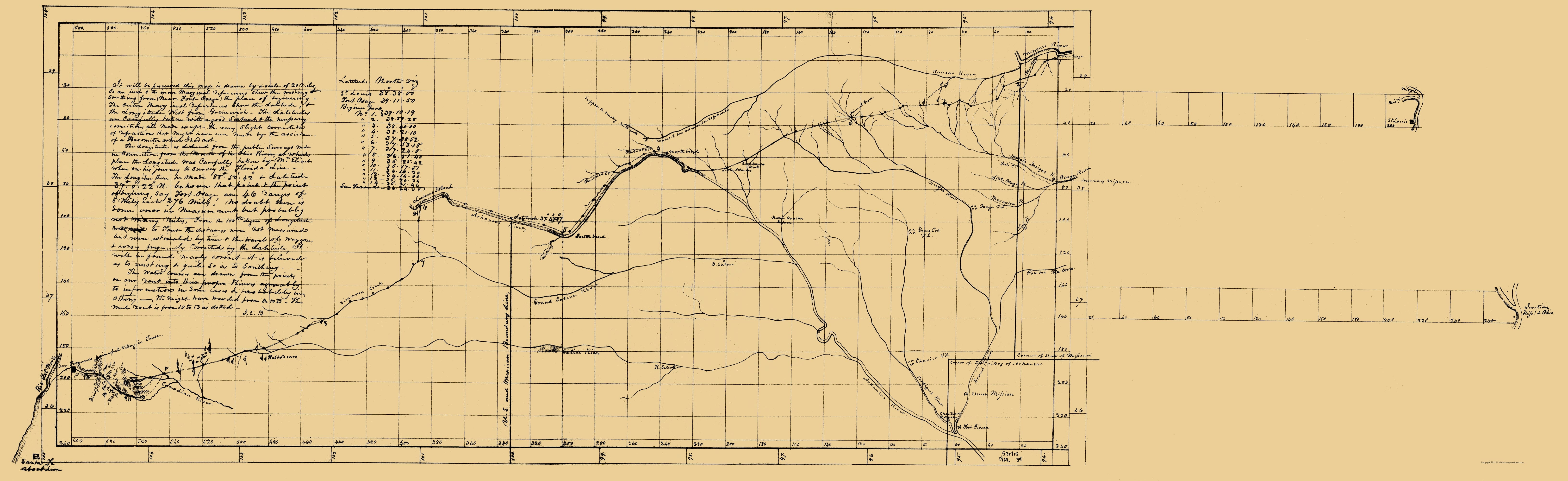 Historic Nautical Map - St Louis Santa Fe Trail - 1825 - 23 x 75.02 ...