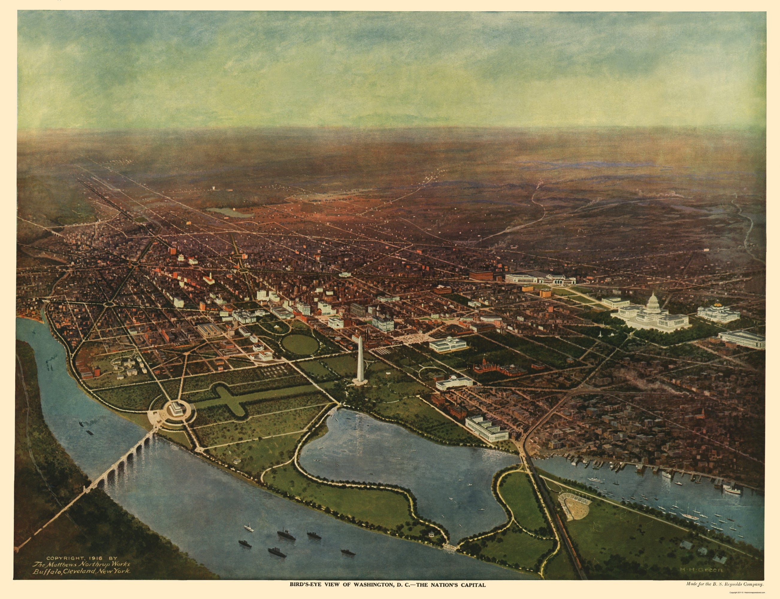 Historic Panoramic View - Washington DC - Reynolds 1916 - 23 x 29.94 ...