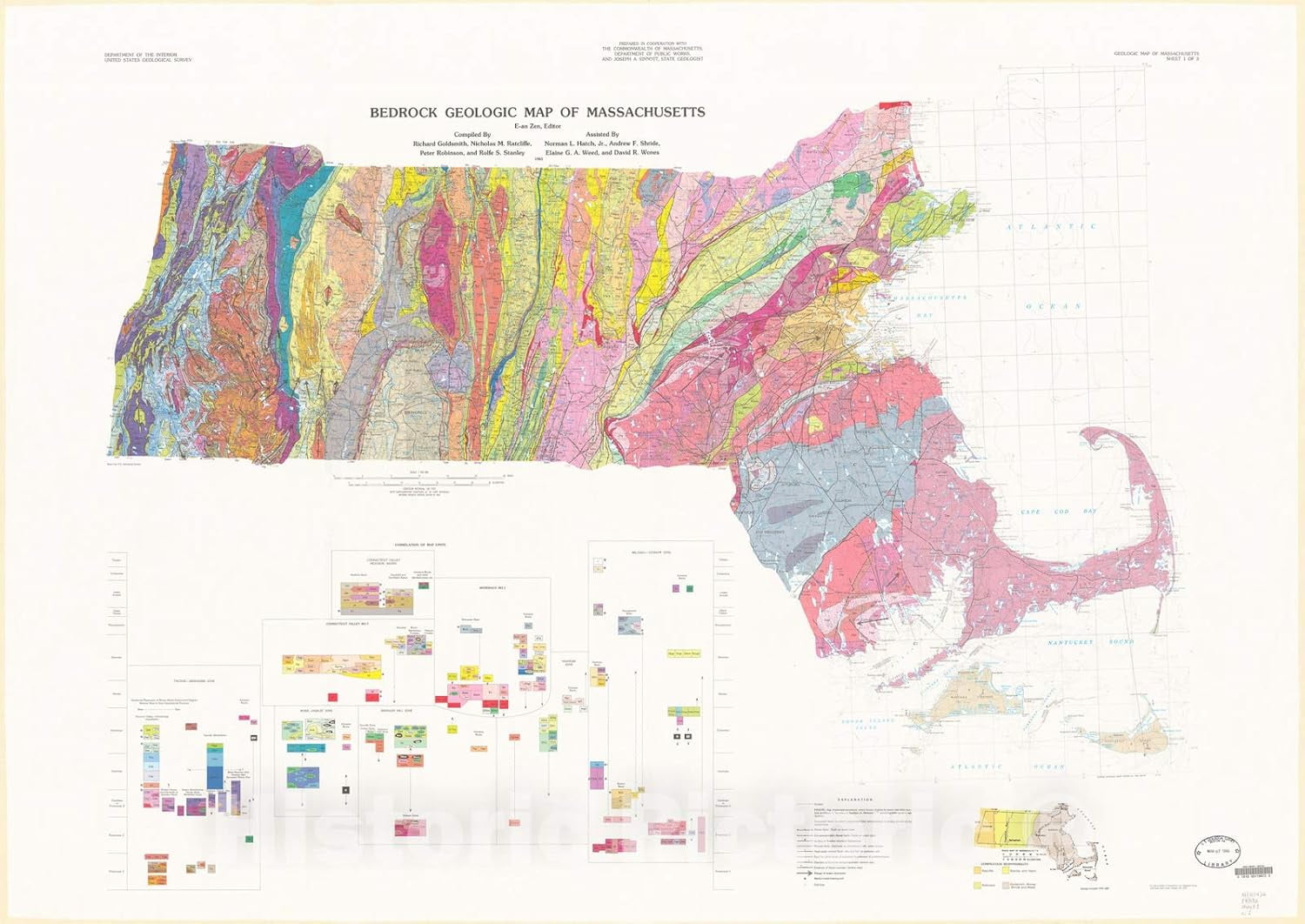 Historic Pictoric Map : Bedrock geologic map of Massachusetts, 1983 ...