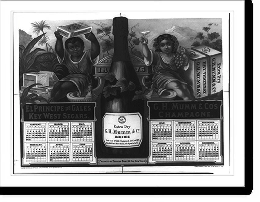 Historic Print, [1876 calendar for El Principe de Gales Key West Segars ...
