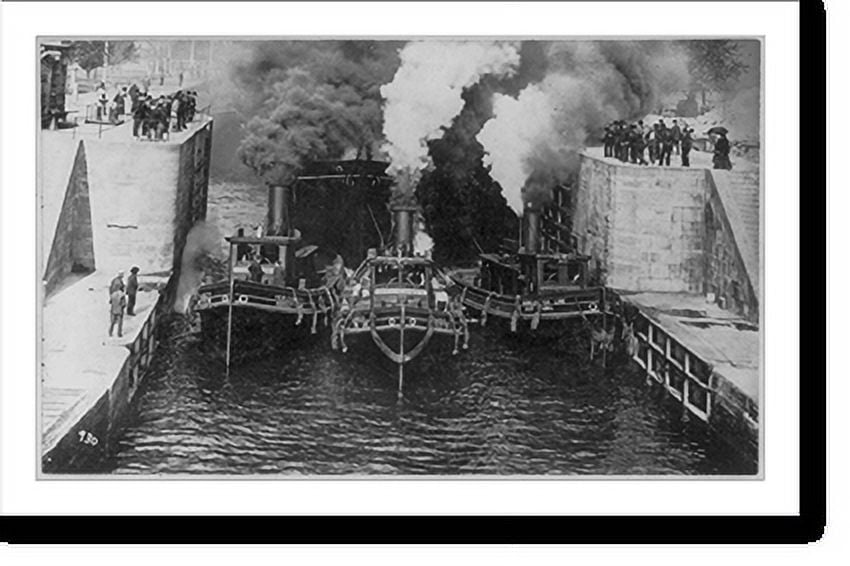 Historic Print, [3 tugboats of the Hursley Tug Line, Mary, Virginia, pulling ship into canal ...
