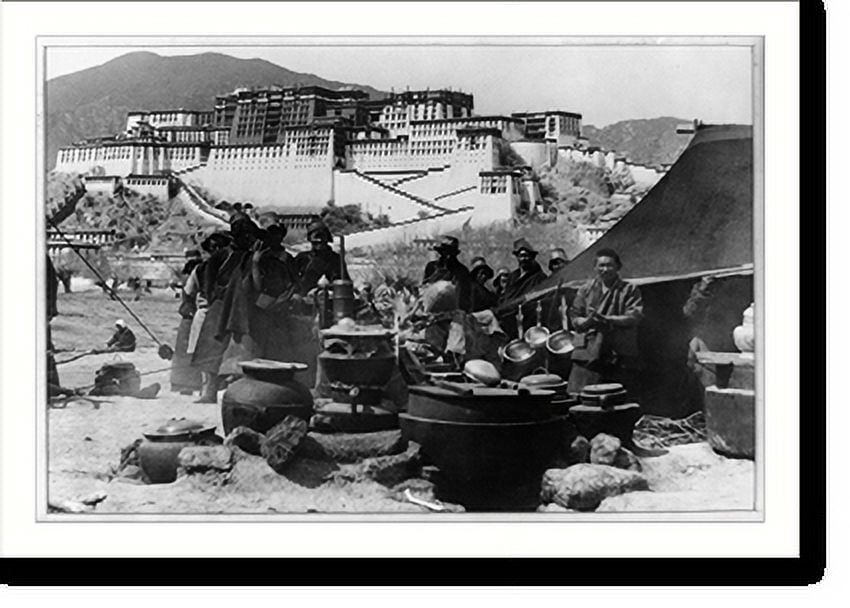 Historic Print, A Tibetan outdoor kitchen in front of the Palace of the ...