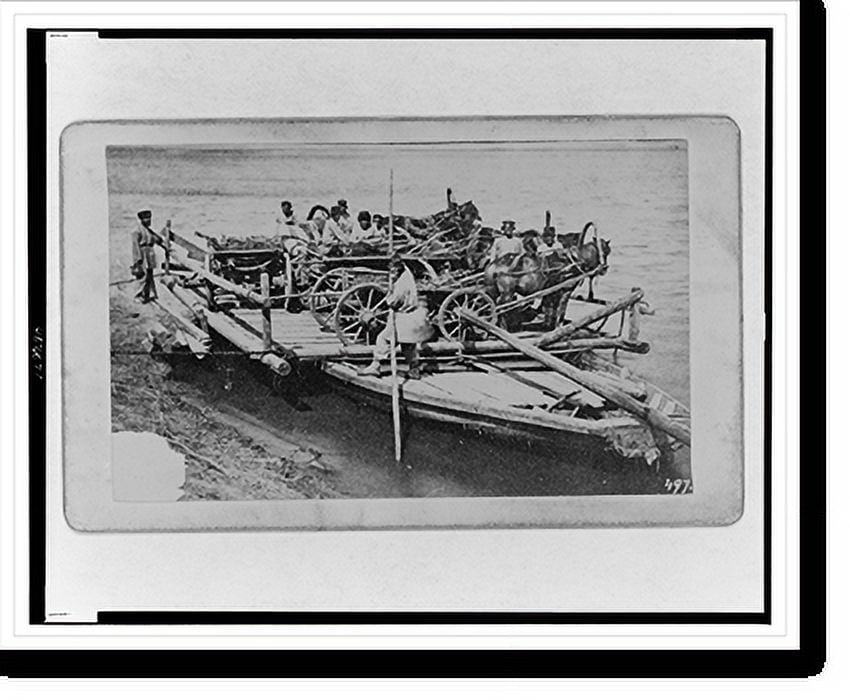 Historic Print, [A ferry loaded with people and wagons on a Russian ...