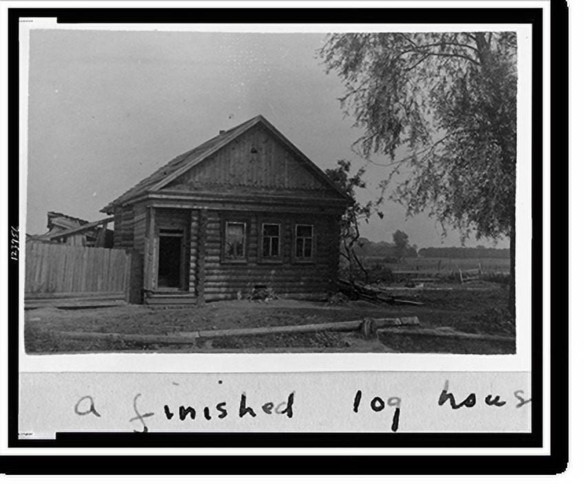 Historic Print, [A finished log house, Kolhoz (collective farm), near ...