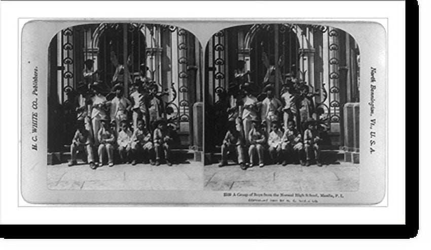 Historic Print, A group of boys from the Normal School [posed on steps ...