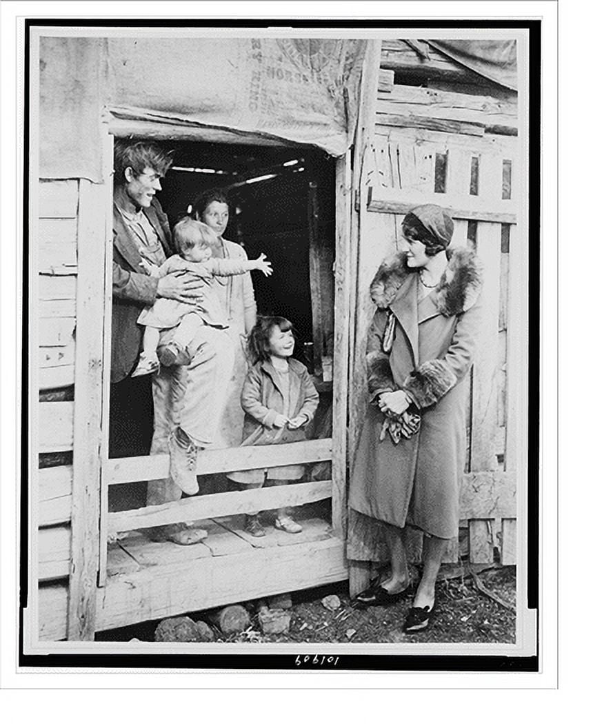 Historic Print, A hearty welcome to the Red Cross lady. A family of ...