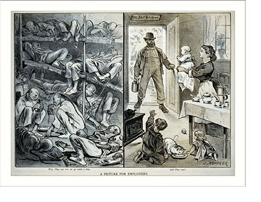 Historic Print, A picture for employers. Why they can live on 40 cents ...