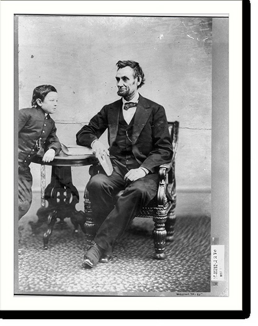 Historic Print, [Abraham Lincoln, seated and holding a book, with his ...