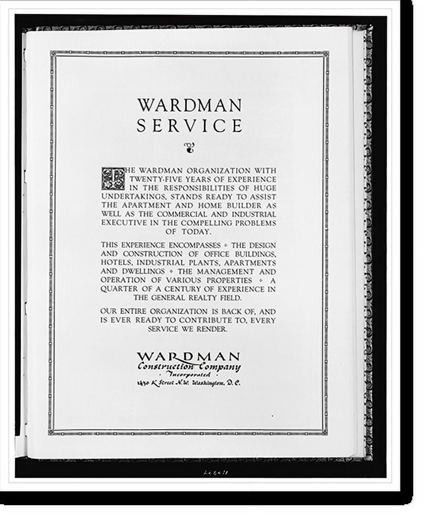Historic Print, [Advertisement for Wardman Construction Company ...