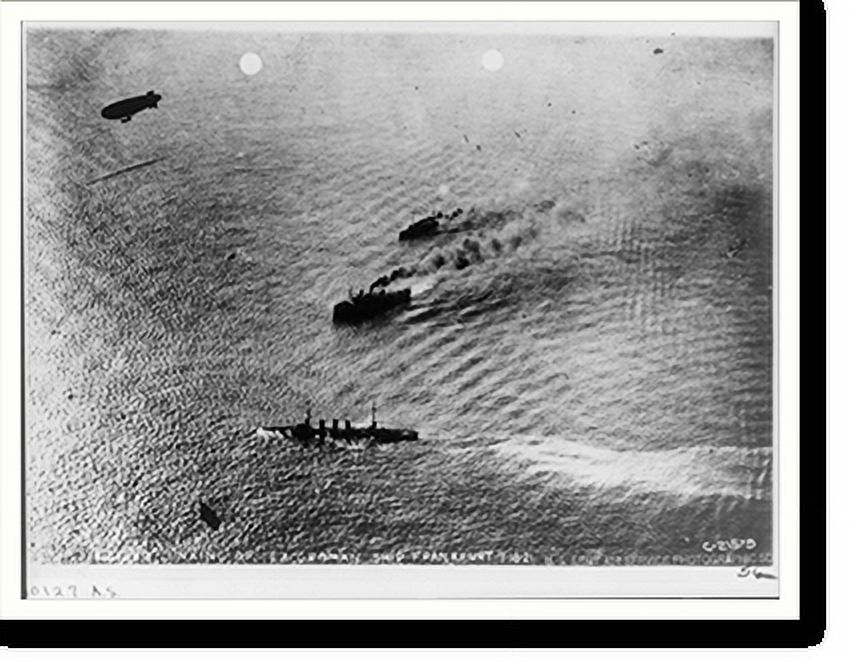 Historic Print, [Aerial of sinking of Ex-German vessel Frankfort ...