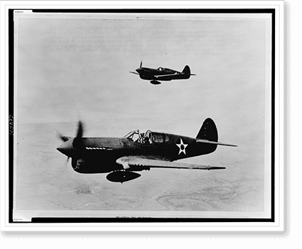 Historic Print, [Aerial view of two P-40 single-engine fighter planes ...