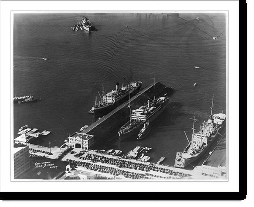 Historic Print, [Aerial views of San Diego, California: municipal docks ...