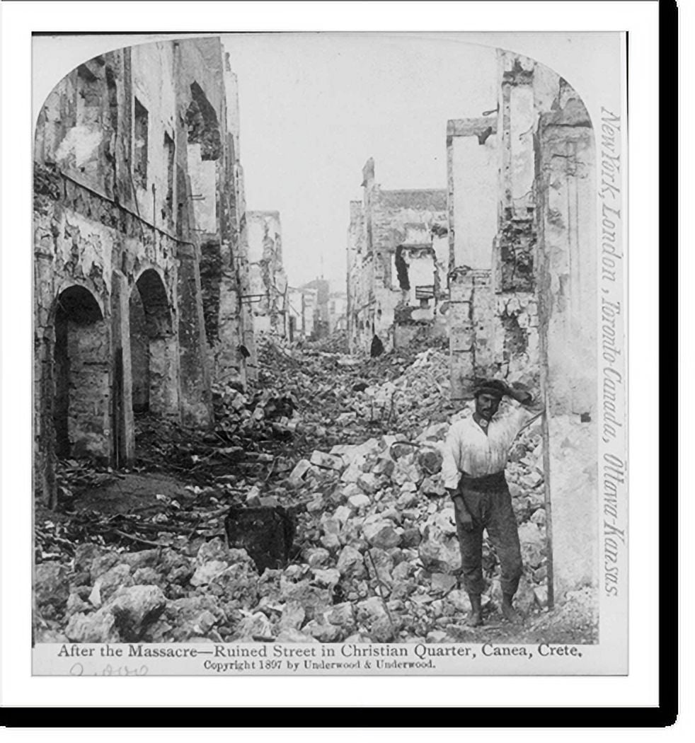 Historic Print, After the massacre - ruined street in Christian Quarter ...