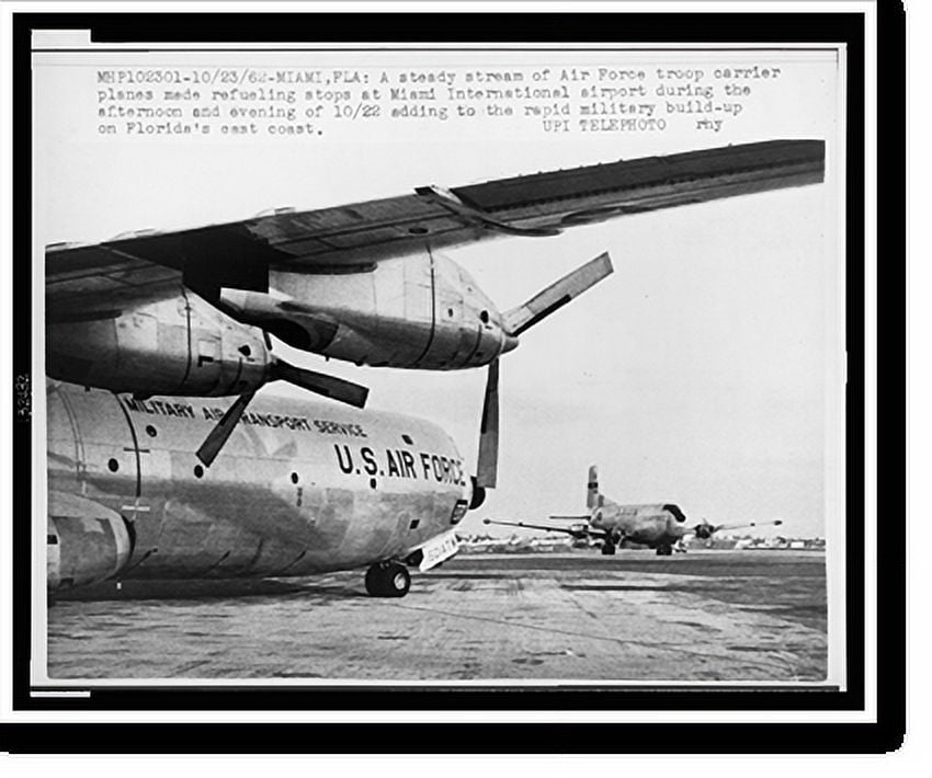 Historic Print, [Air Force troop carrier planes making refueling stops ...