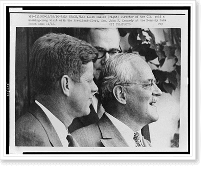 Historic Print, [Allen Dulles (r) and Sen. John F. Kennedy (l) head-and ...