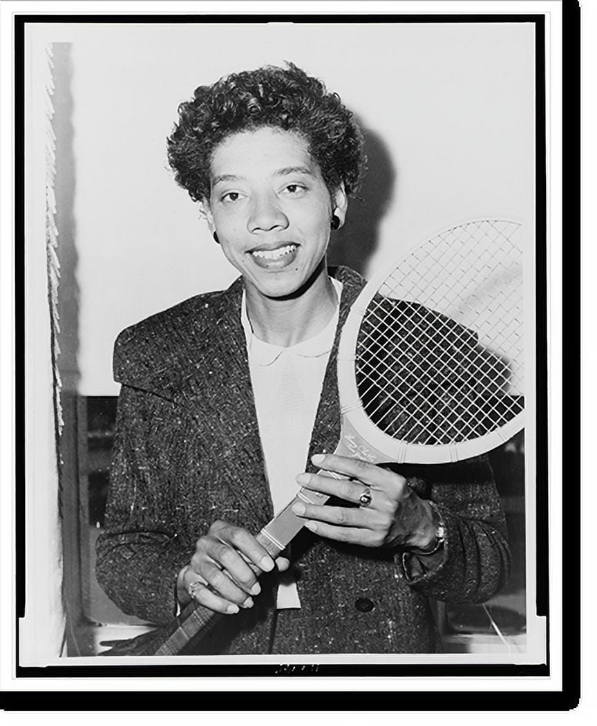 Historic Print, [Althea Gibson, half-length portrait, holding tennis ...