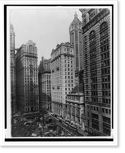 Historic Print, Am. Ex. Nat. Bank, Singer Building and Clearing House ...