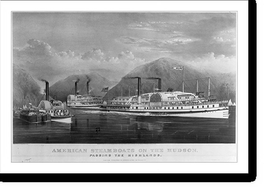Historic Print, American steamboats on the Hudson: passing the ...