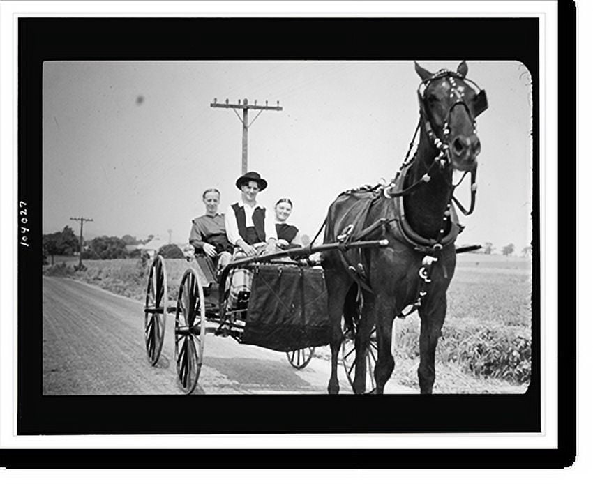 Historic Print, Amish boy takes his girlfriend and chaperoning sister ...