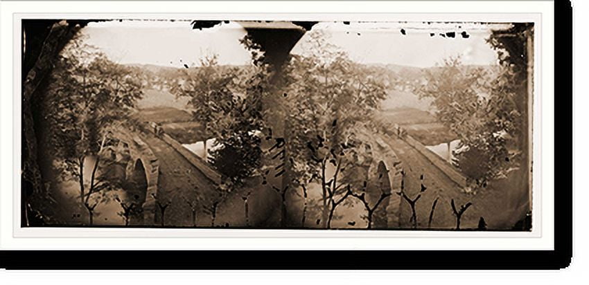 Historic Print, Antietam Maryland. Burnside bridge. Photographed from a ...