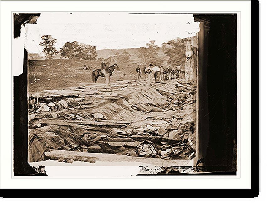 Historic Print, Antietam Maryland. Ditch with bodies of soldiers on ...