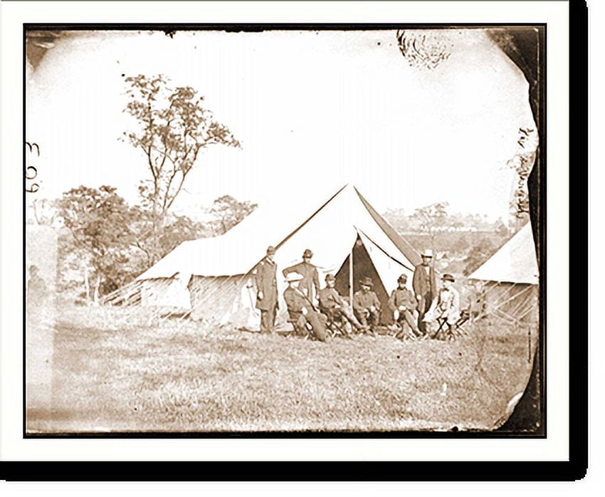 Historic Print, Antietam Md. Gen. Randolph B. Marcy with officers and ...