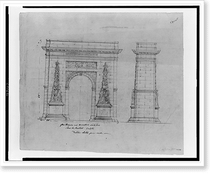 Historic Print, [Arch (memorial arch") Front and side elevation]", 16 ...