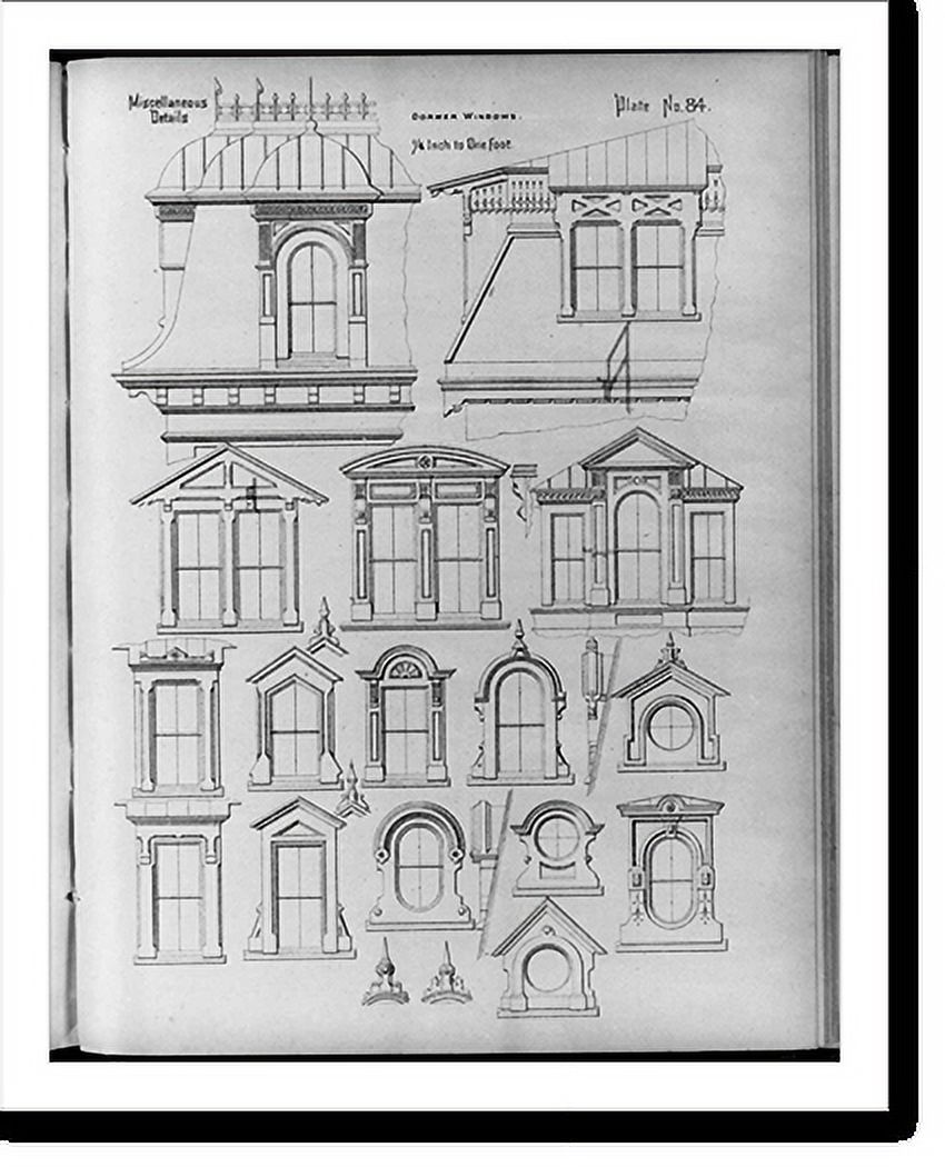 Historic Print, Architectural detail drawings of many types of dormer ...
