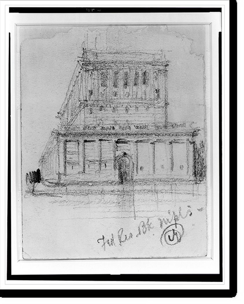 Historic Print, Architectural drawing for a bank building (Federal ...
