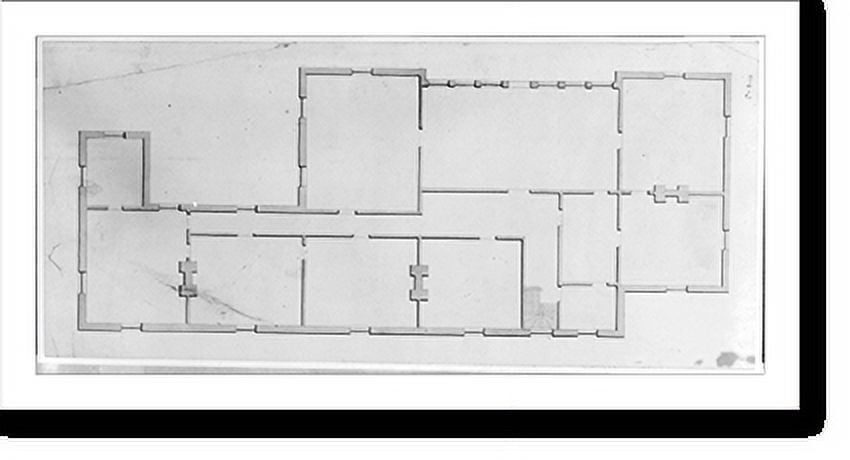 Historic Print, Architectural drawing for a building with wall of ...