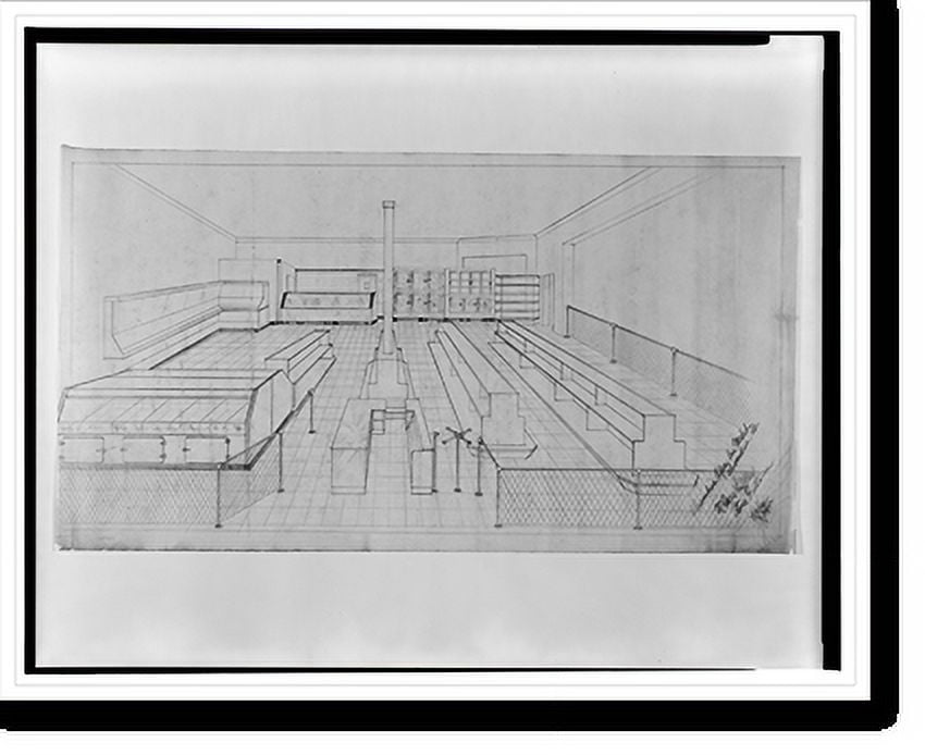 Historic Print, Architectural drawing for a market (Alexandria Open Air ...