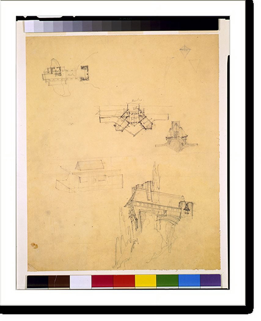 Historic Print, Architectural drawing for a resort (Lake Tahoe Summer ...