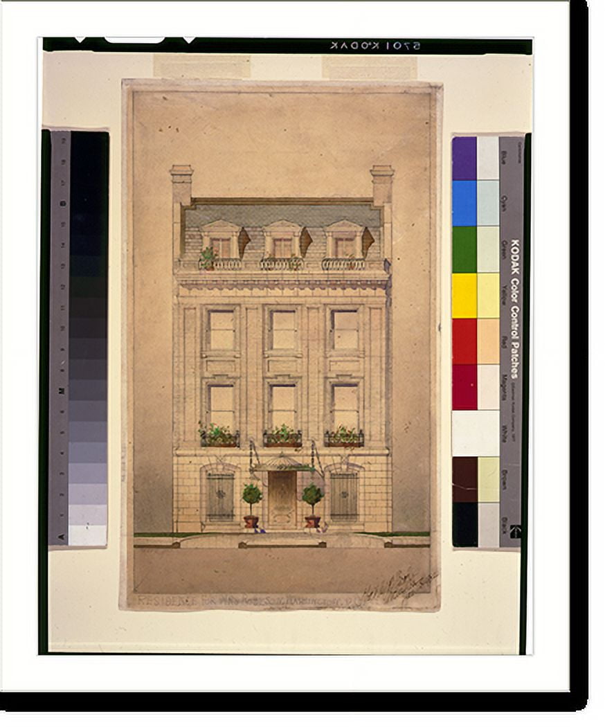 Historic Print, Architectural drawing for a row house (residence") for ...