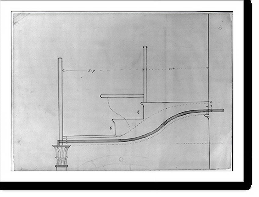 Historic Print, Architectural drawing for seating in a gallery ...