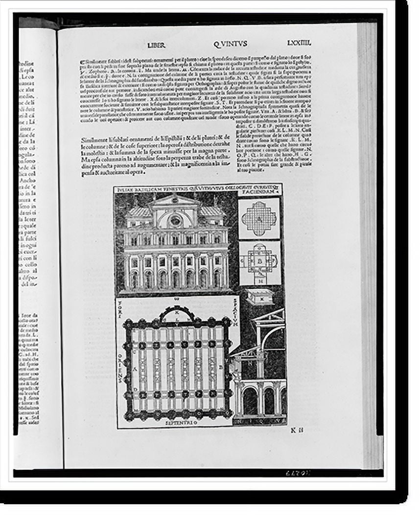 Historic Print, [Architectural elements, floor plan, and elevation from ...