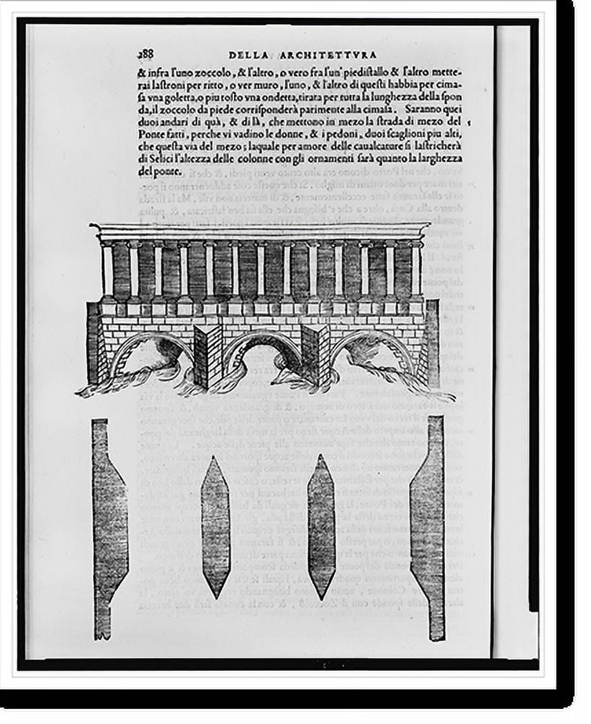 Historic Print, [Architectural plan and elevation of a bridge showing ...