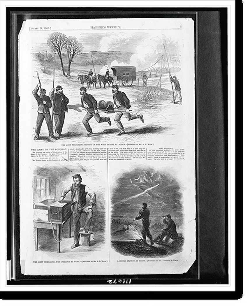 Historic Print, The Army telegraph - setting up the wire during an ...