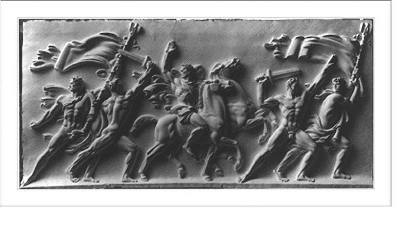 Historic Print, Auszug zum Kampf - plaster model of bas-relief by Arno ...