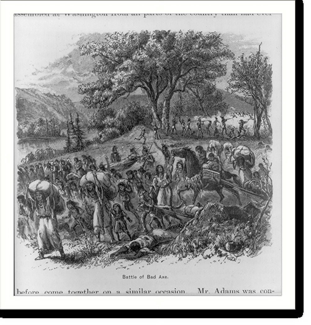 Historic Print, Battle of Bad Axe [Wisc., Aug. 1&2, 1832; Black Hawk ...